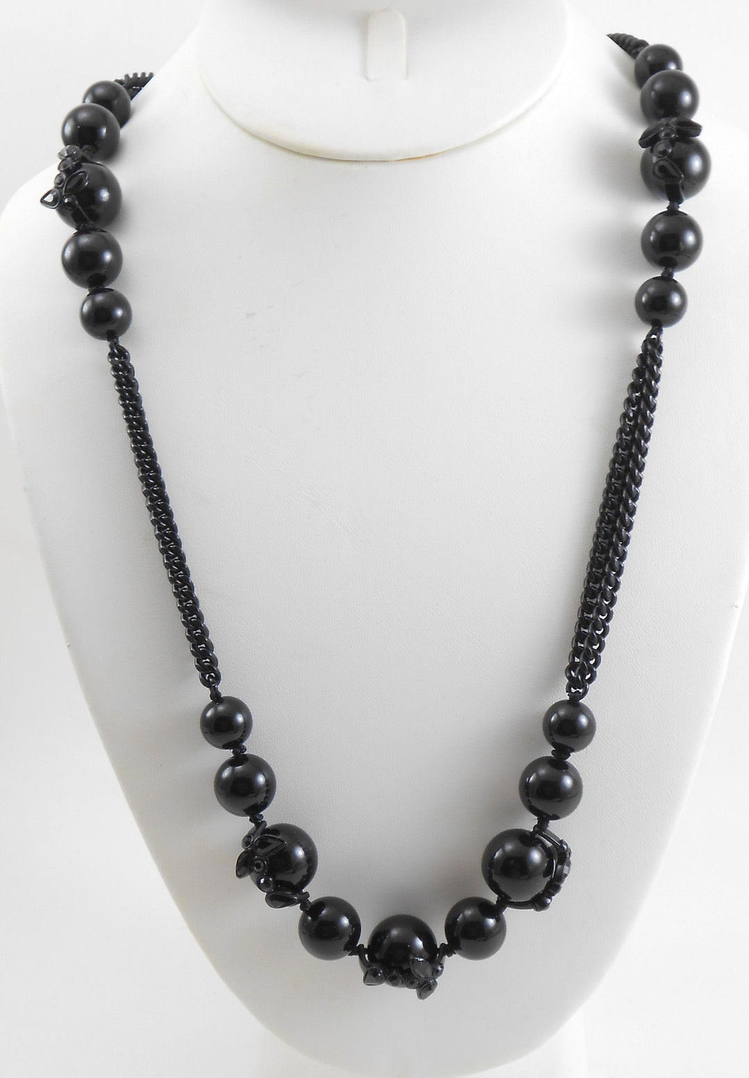 Givenchy Two Strand Toggle Clasp Necklace Black Beads and Black ...