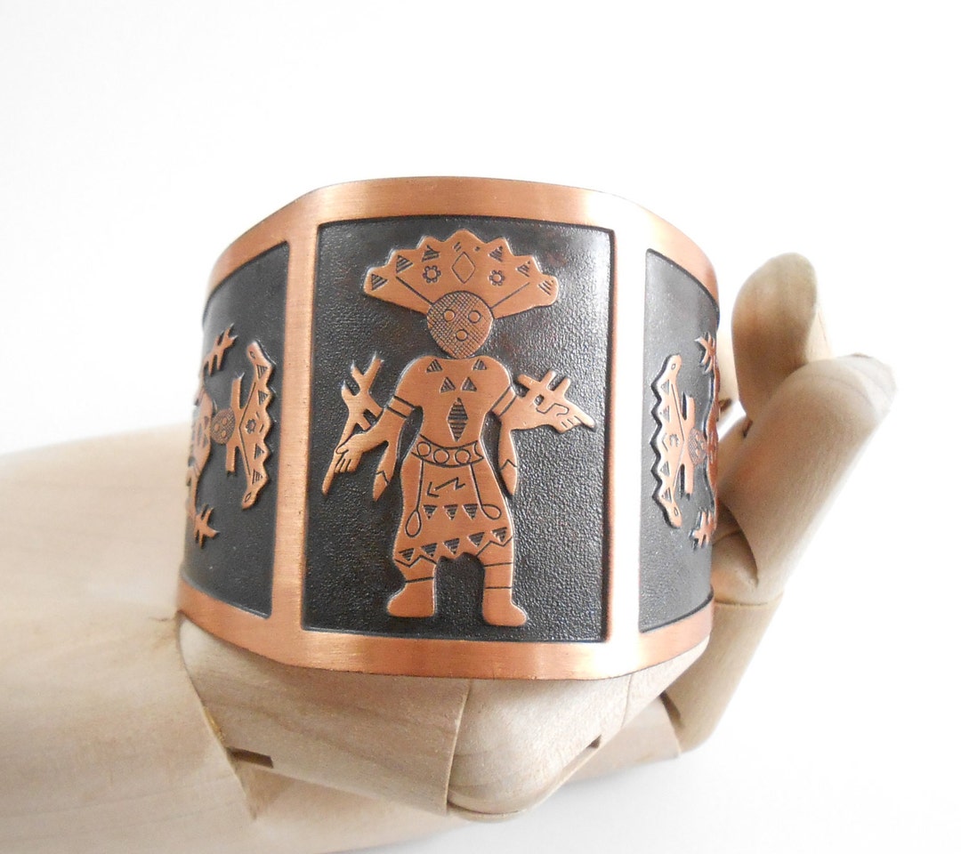 Genuine Copper Native American Kachina Dancer Wide Cuff Bracelet - Etsy
