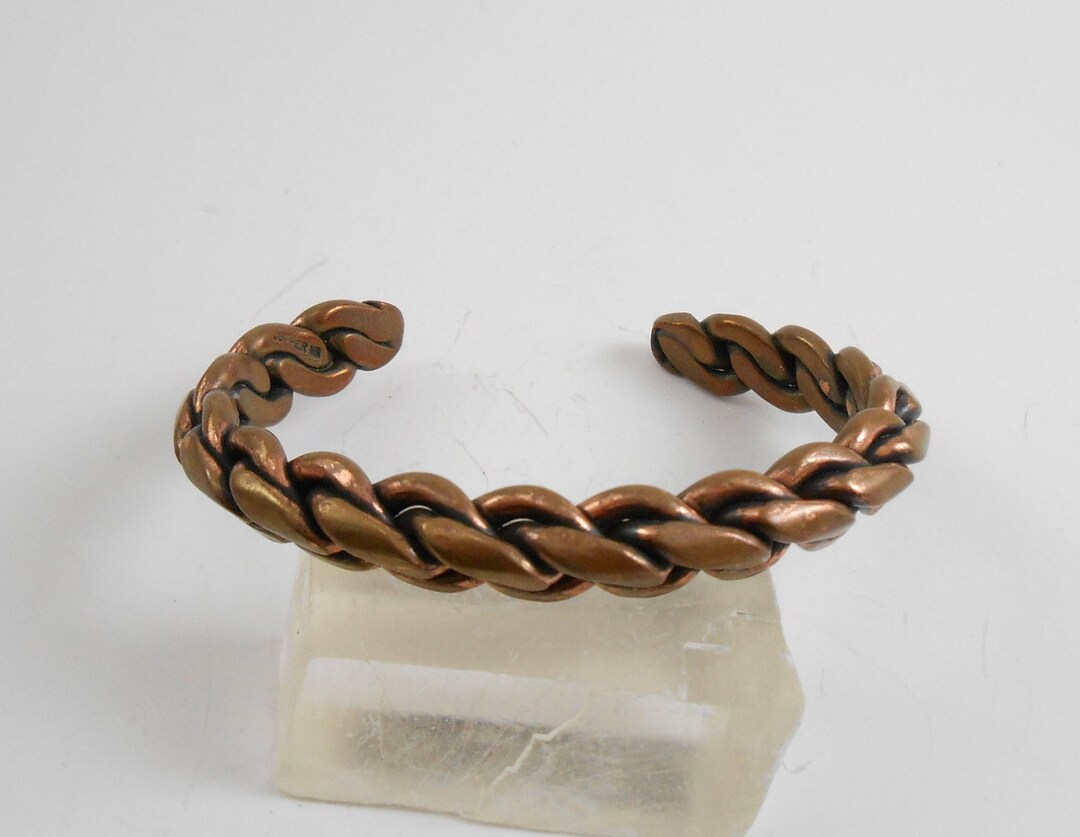 Vintage Solid Copper Braided Cuff Bracelet, Unisex Bracelet, Mid ...