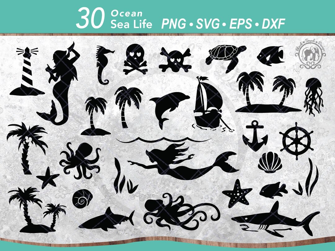 30 Ocean SVG Bundle Summer Cut Files Beach Sea Creature Ocean Animal ...