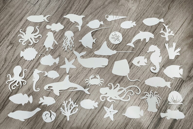 50 Ocean Animals SVG Bundle Fish Silhouettes Underwater Animal Clipart ...