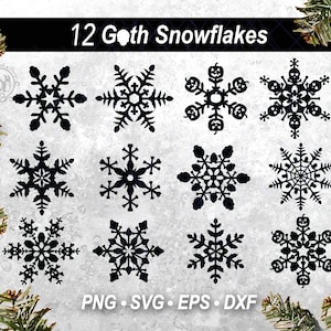 12 Goth Christmas Snowflake SVG Bundle Set Gothic Holiday Home Decor ...