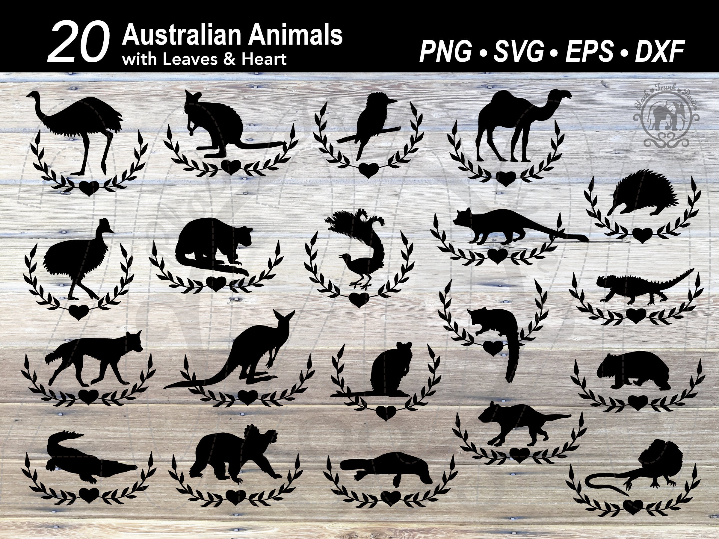 20 Australian Animal SVG Bundle Wreath & Heart Platypus - Etsy Australia