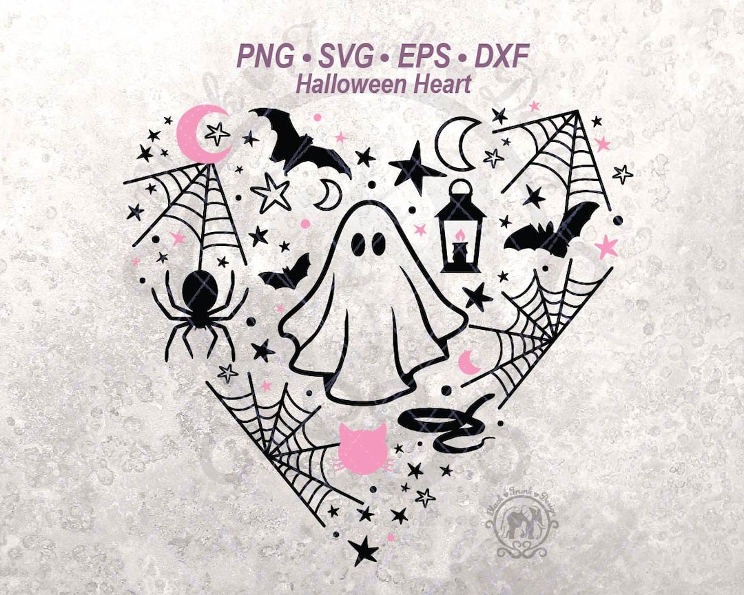 2 Ghost Halloween Heart SVG Cut Files | Cute Spooky Love Fall Season ...