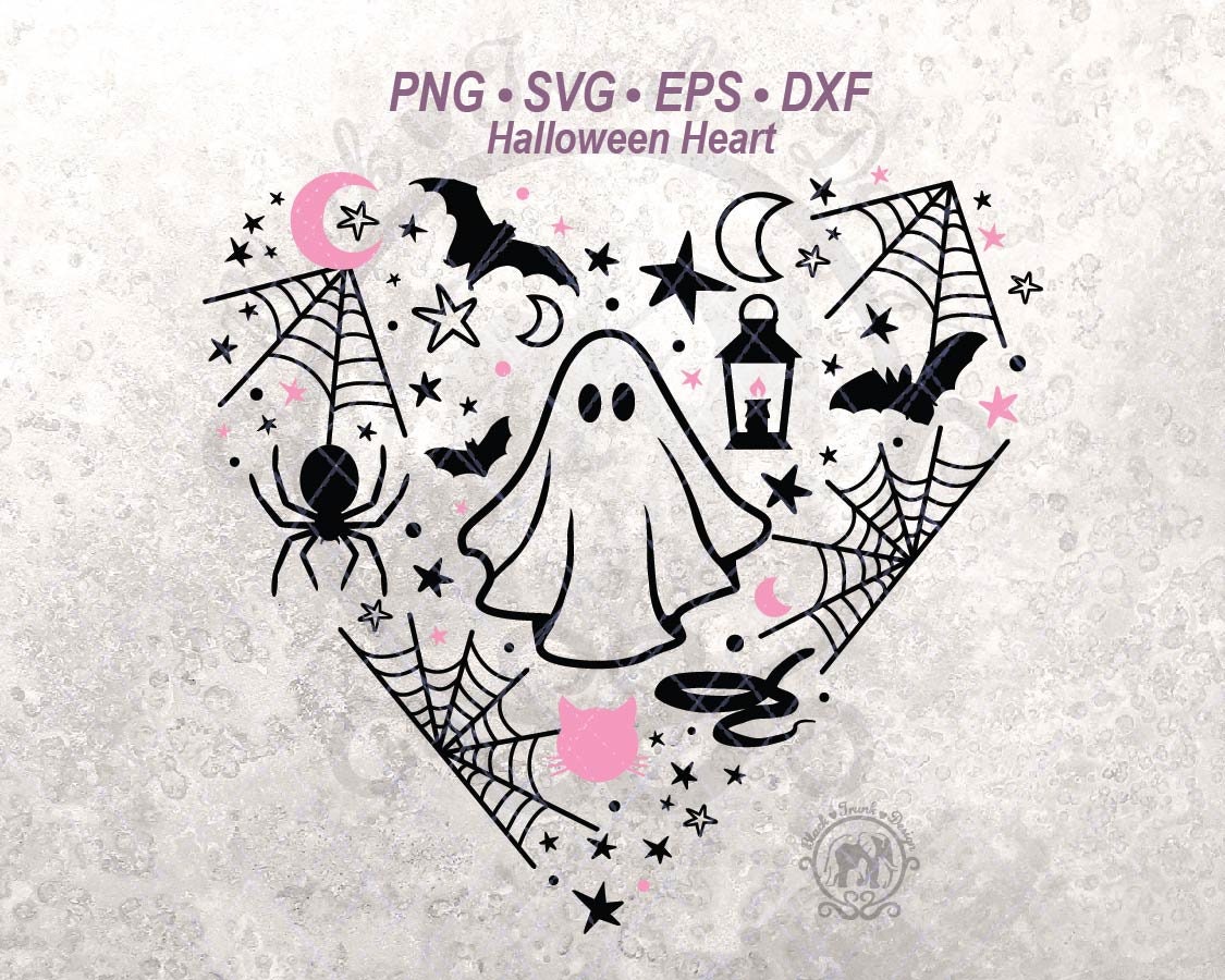 2 Ghost Halloween Heart SVG Cut Files Cute Spooky Love Fall Season ...