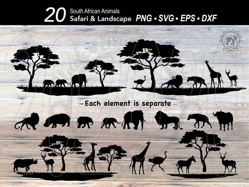 20 Safari Africa Silhouette Animal SVG Bundle Africa Scene - Etsy