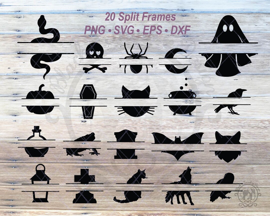 20 Halloween Name Tag Split Frame SVG Bundle | Witchy Spooky Fall ...