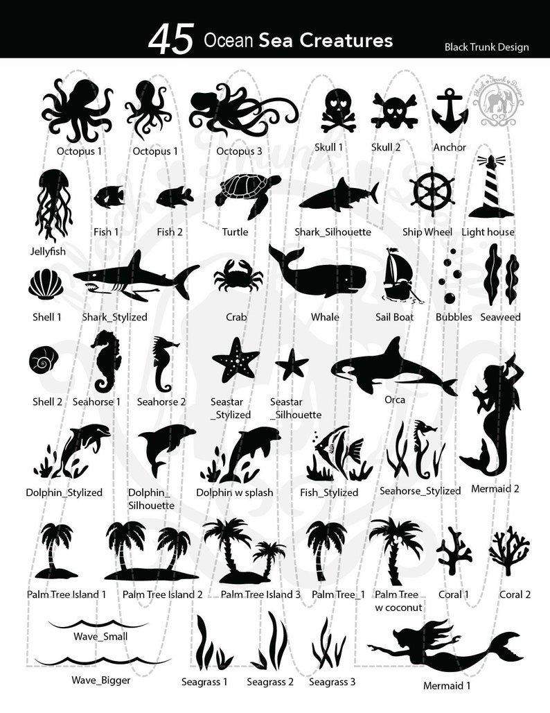 45 Ocean SVG Bundle Sea Creatures Beach Cut Files Underwater Mermaid ...