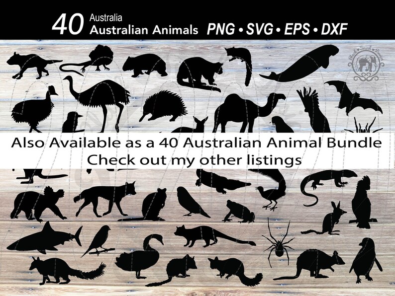 Australian Animal SVG Bundle Silhouettes platypus Kangaroo Tasmanian ...