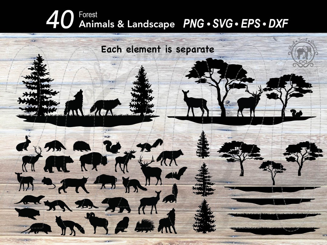 40 Woodland Forest Animal SVG Bundle | Pine Tree Scene Landscape ...