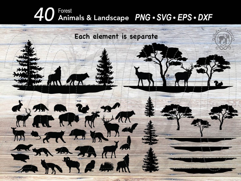 40 Woodland Forest Animal SVG Bundle | Pine Tree Scene Landscape ...