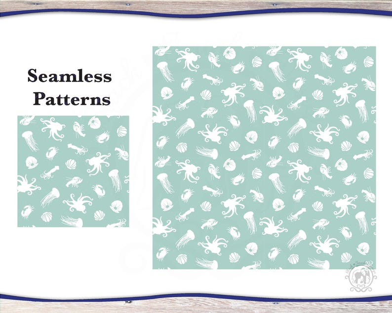 30 Ocean Seamless Nautical Pattern JPG Bundle | Coastal Digital ...