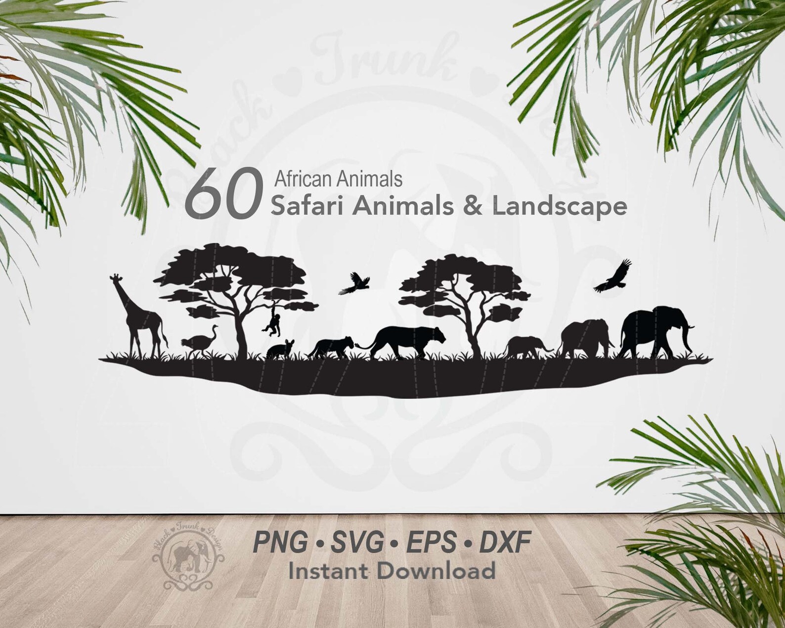 60 Africa Safari Silhouette Animal SVG Bundle | Africa Scene | Safari ...