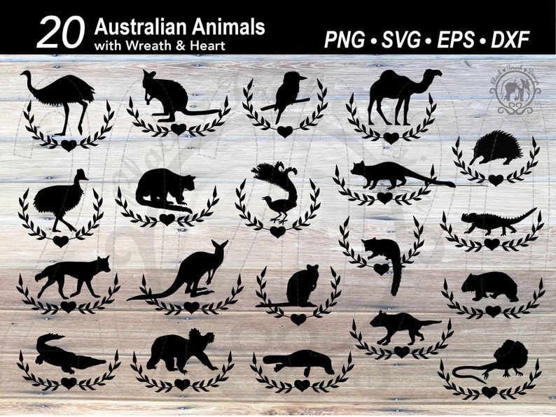 Australian Animal SVG Bundle Valentine Heart Wreath Graphic Platypus ...