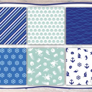 30 Ocean Seamless Nautical Pattern JPG Bundle | Coastal Digital ...