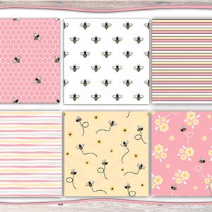 30 Seamless Pink Bee Digital Paper JPG Bundle | Honey Bee Pattern ...