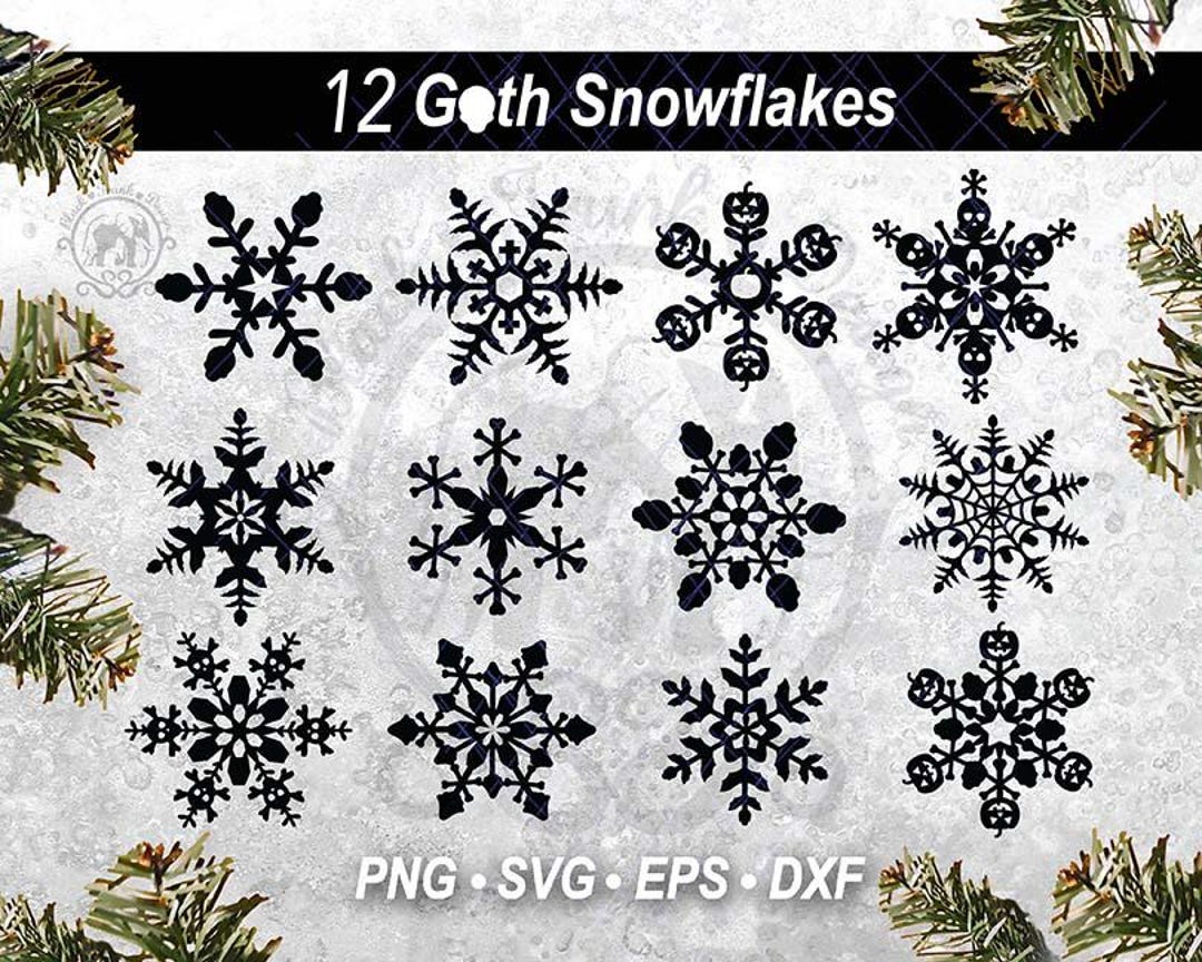 12 Goth Christmas Snowflake SVG Bundle Set | Gothic Holiday Home Decor ...