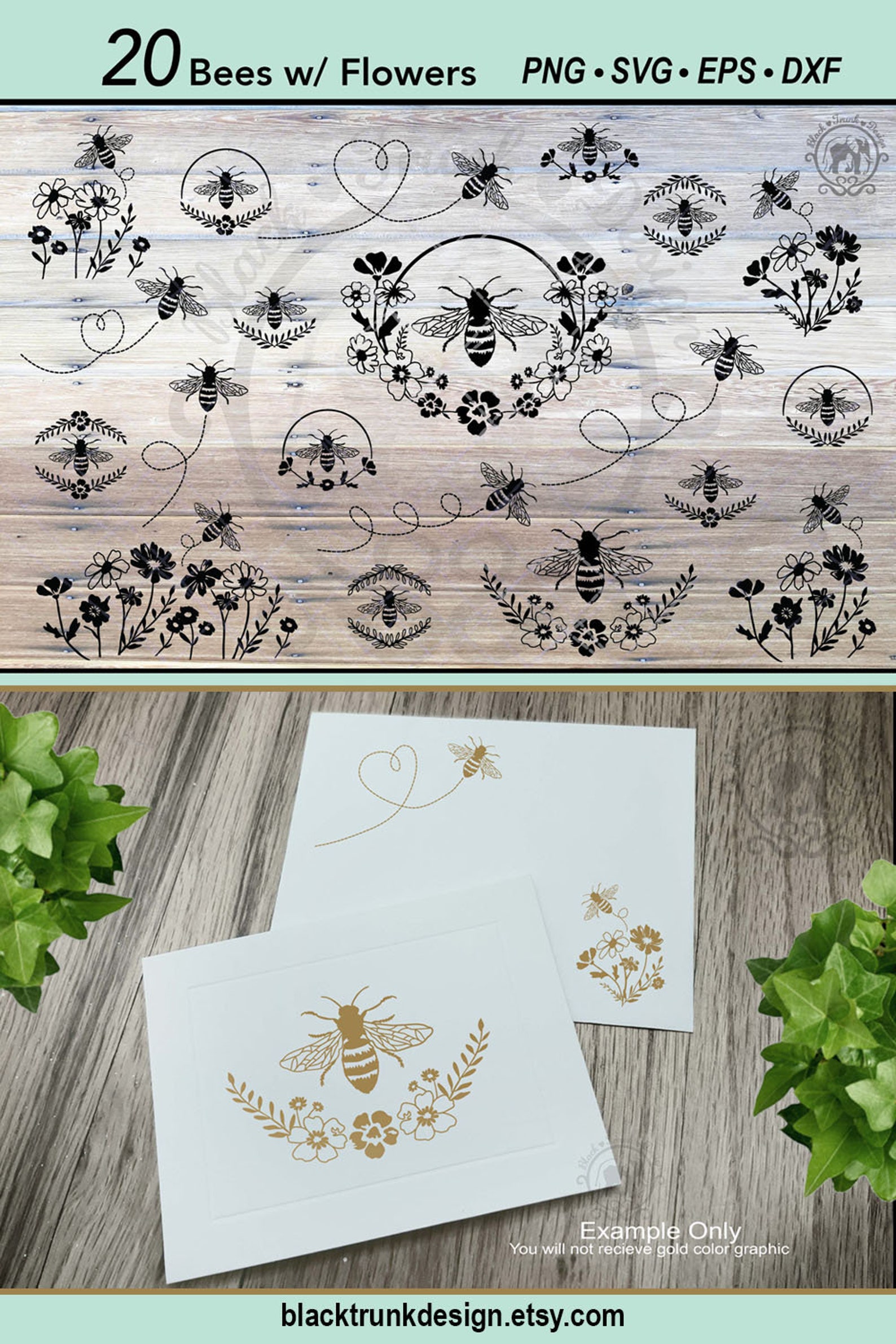 20 Flower Bee SVG Bundle Bee Graphic Wildflowers Floral Wreath Bumble ...
