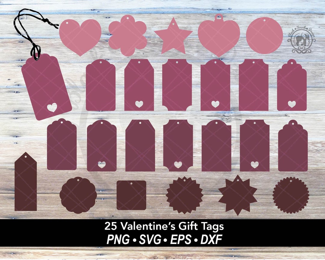 25 Heart Gift Tag SVG Bundle Valentines Day Gift Tag - Etsy