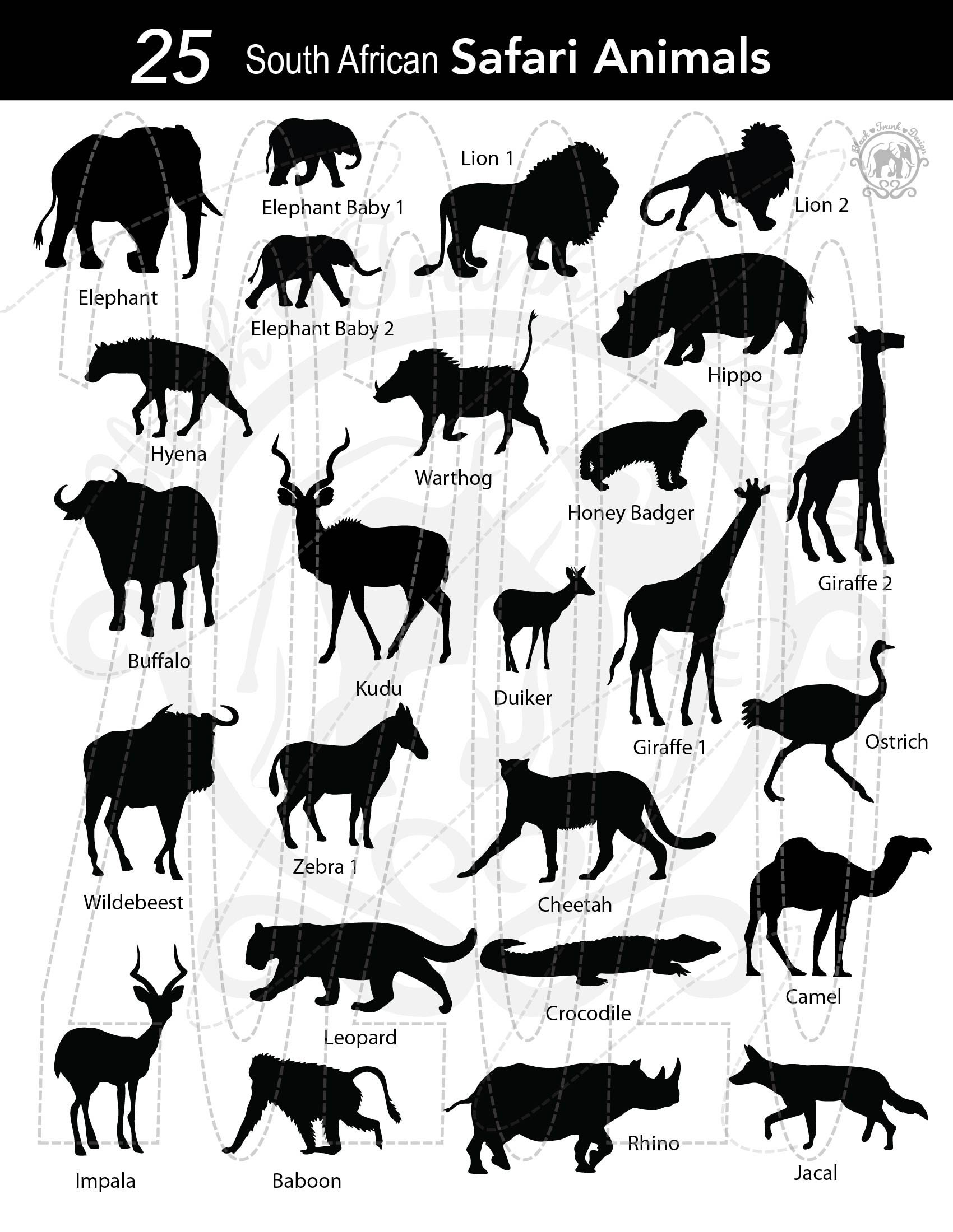 60 Safari Africa Silhouette Animal SVG Bundle Africa Scene Safari ...