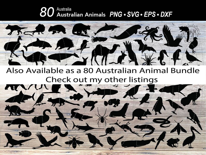 Australian Animal SVG Bundle Silhouettes platypus Kangaroo Tasmanian ...