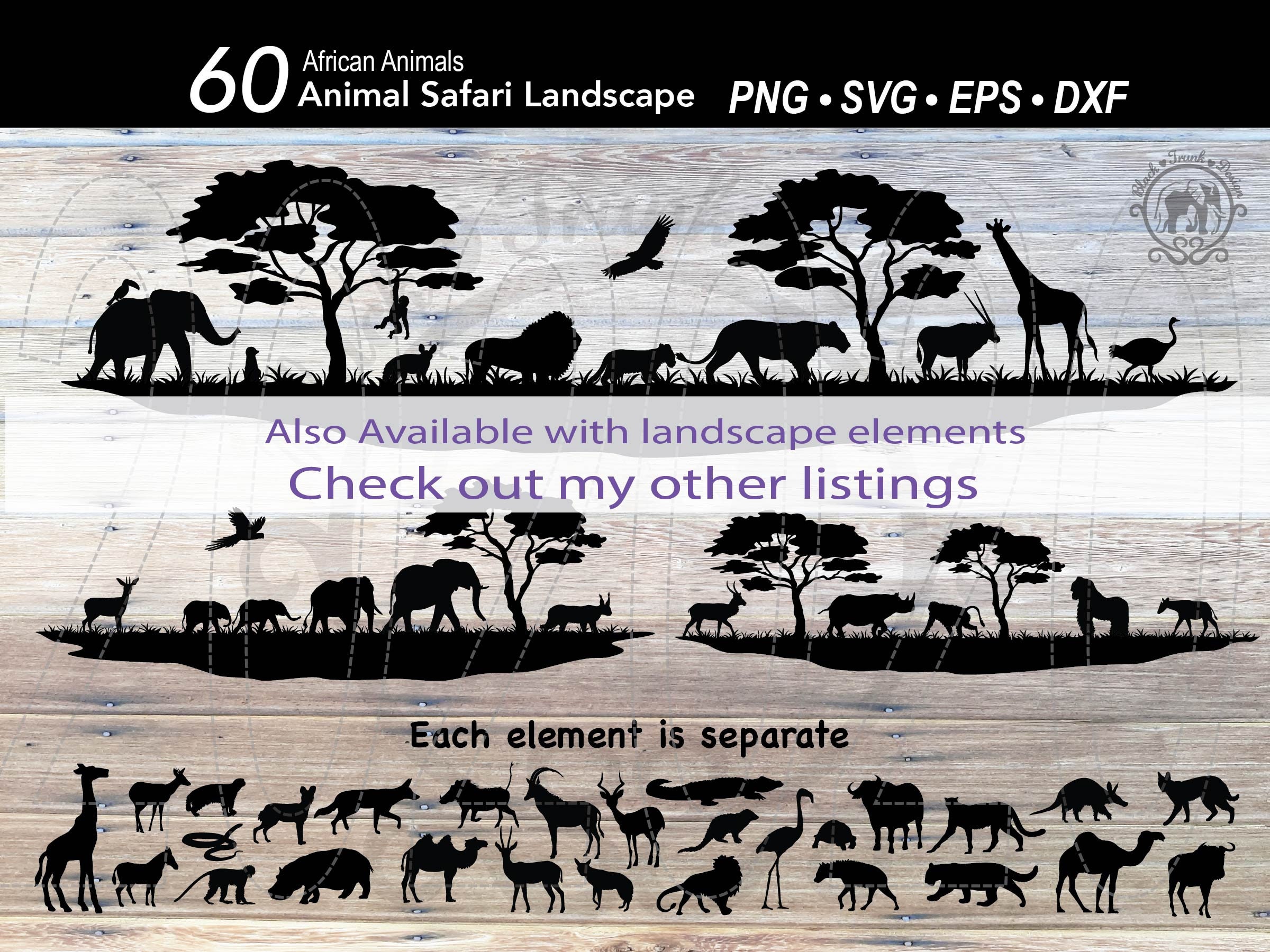 30 Safari Animal SVG Bundle Africa Animal Silhouettes - Etsy