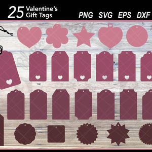 25 Heart Gift Tag SVG Bundle | Valentines Day Hang Tag Template Cut ...
