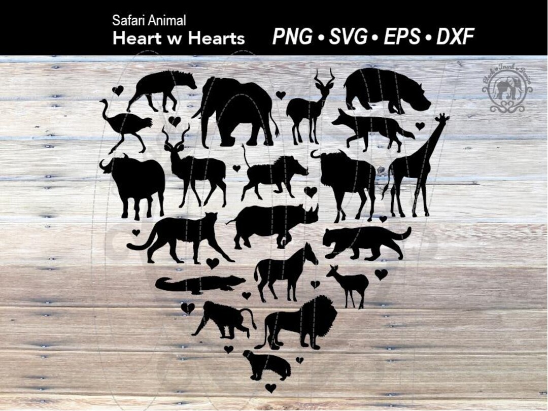 Safari Animal Heart SVG Vector Shirt Graphic | Africa Valentines Day ...