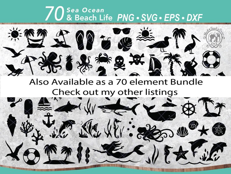 45 Ocean SVG Bundle Sea Creatures Beach Cut Files Underwater Mermaid ...