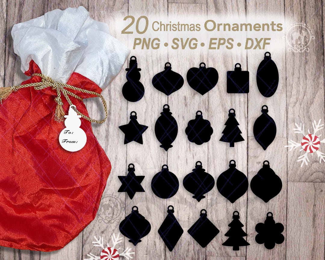 20 Christmas Gift Tag Tree Ornament SVG Bundle | Printable Decorative ...
