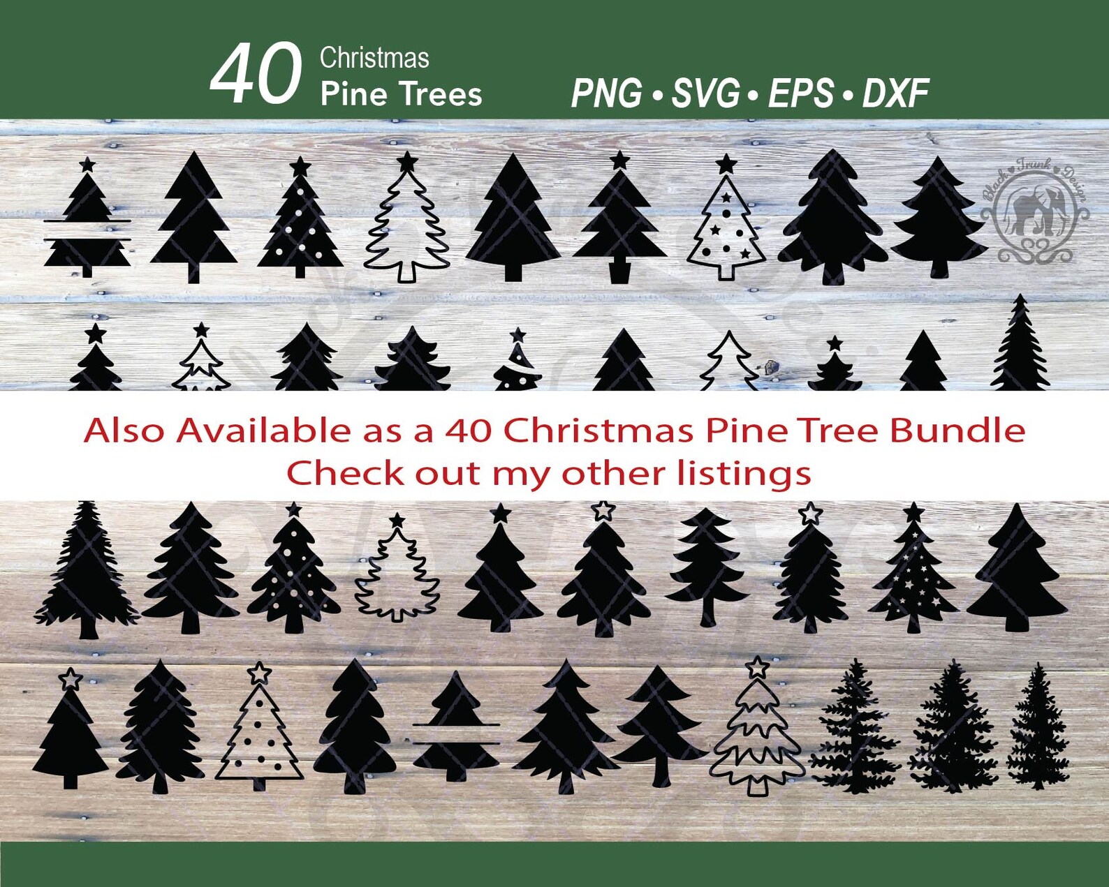 20 Christmas Pine Tree Silhouette SVG Bundle | Forest Tree Landscape ...