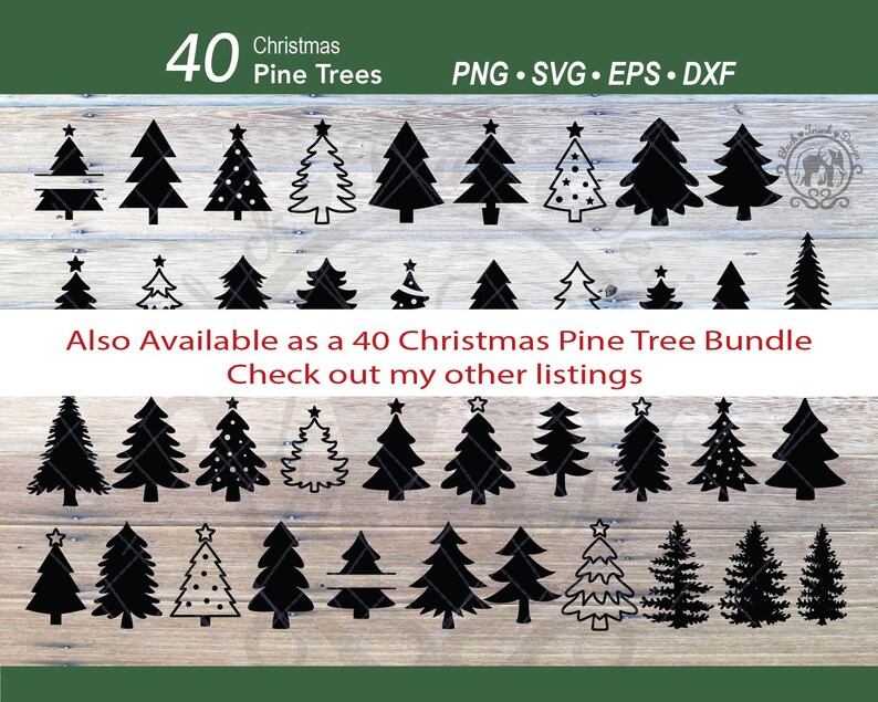 20 Christmas Pine Tree Silhouette SVG Bundle | Forest Tree Landscape ...