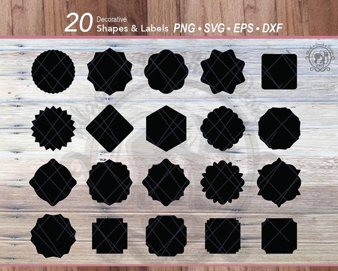 20 Blank Decorative Shapes SVG Clipart Bundle | DIY Printable Sticker ...