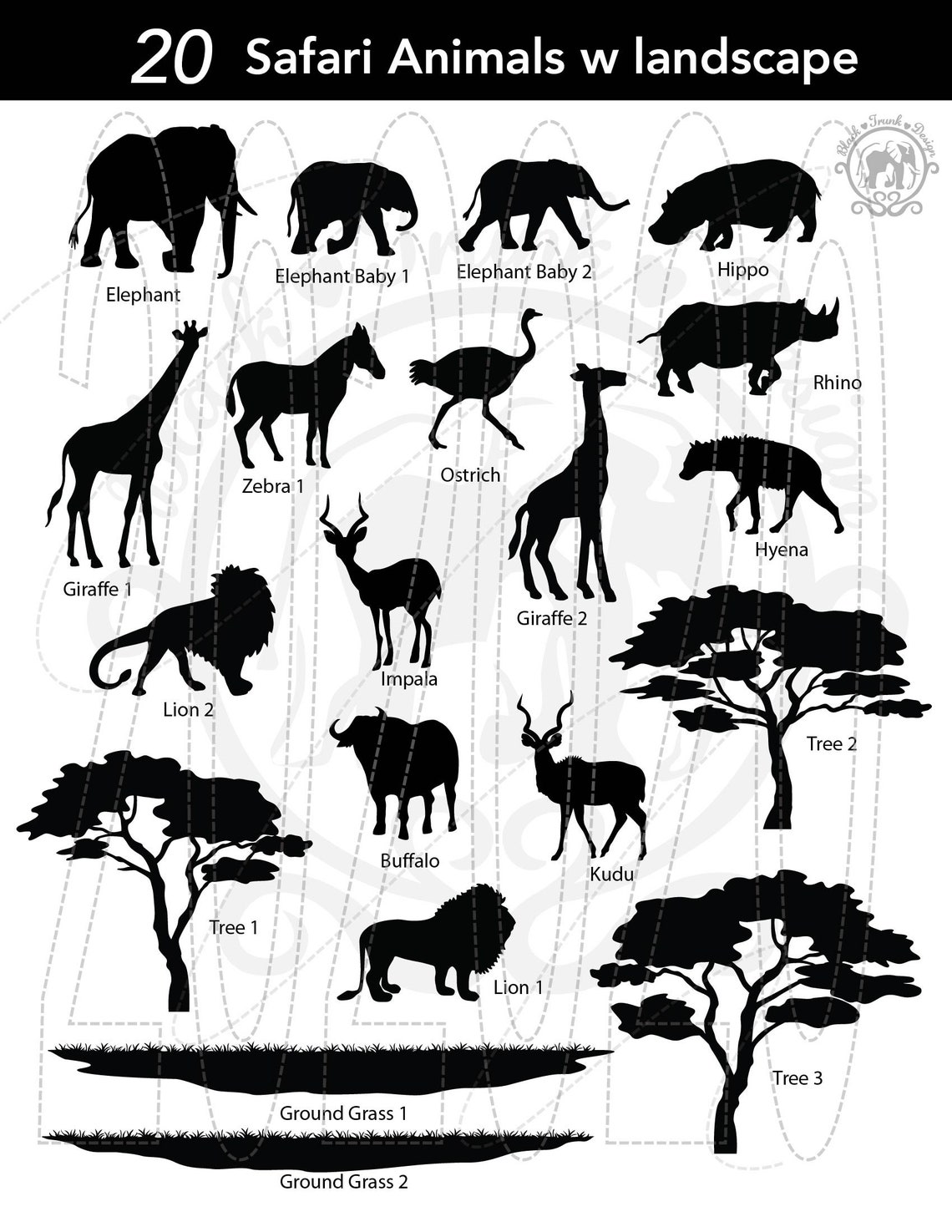 20 Safari Africa Silhouette Animal SVG Bundle Africa Scene - Etsy