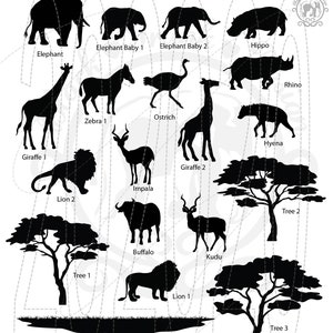 20 Safari Africa Silhouette Animal SVG Bundle | Africa Scene | Safari ...
