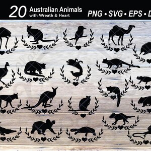 Australian Animal SVG Bundle Valentine Heart Wreath Graphic Platypus ...