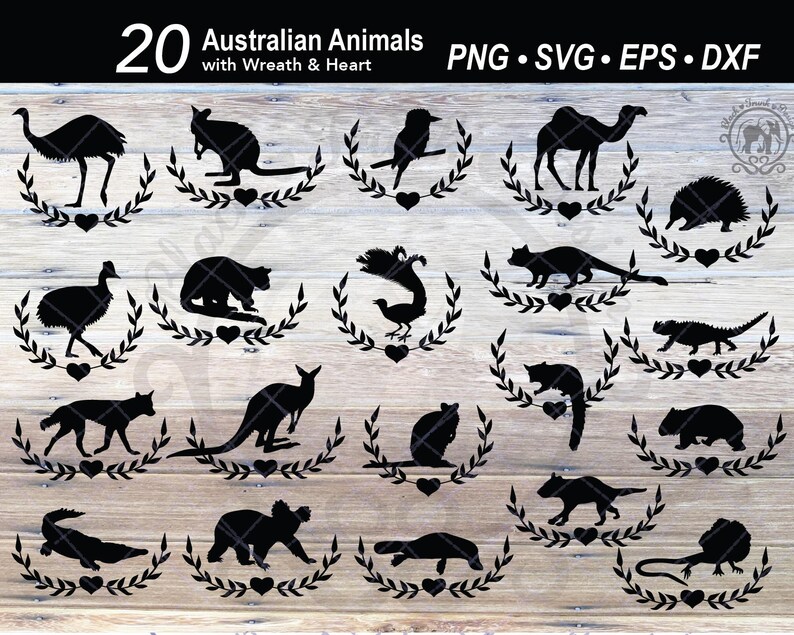 Australian Animal SVG Bundle Valentine Heart Wreath Graphic Platypus ...