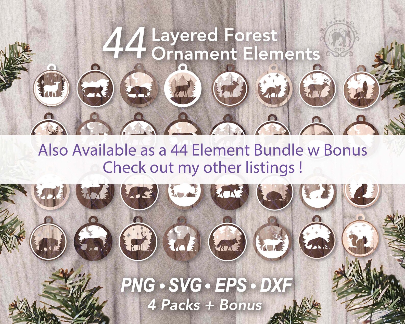 24 Forest Animal Christmas Bauble Laser Cut File SVG Bundle ...