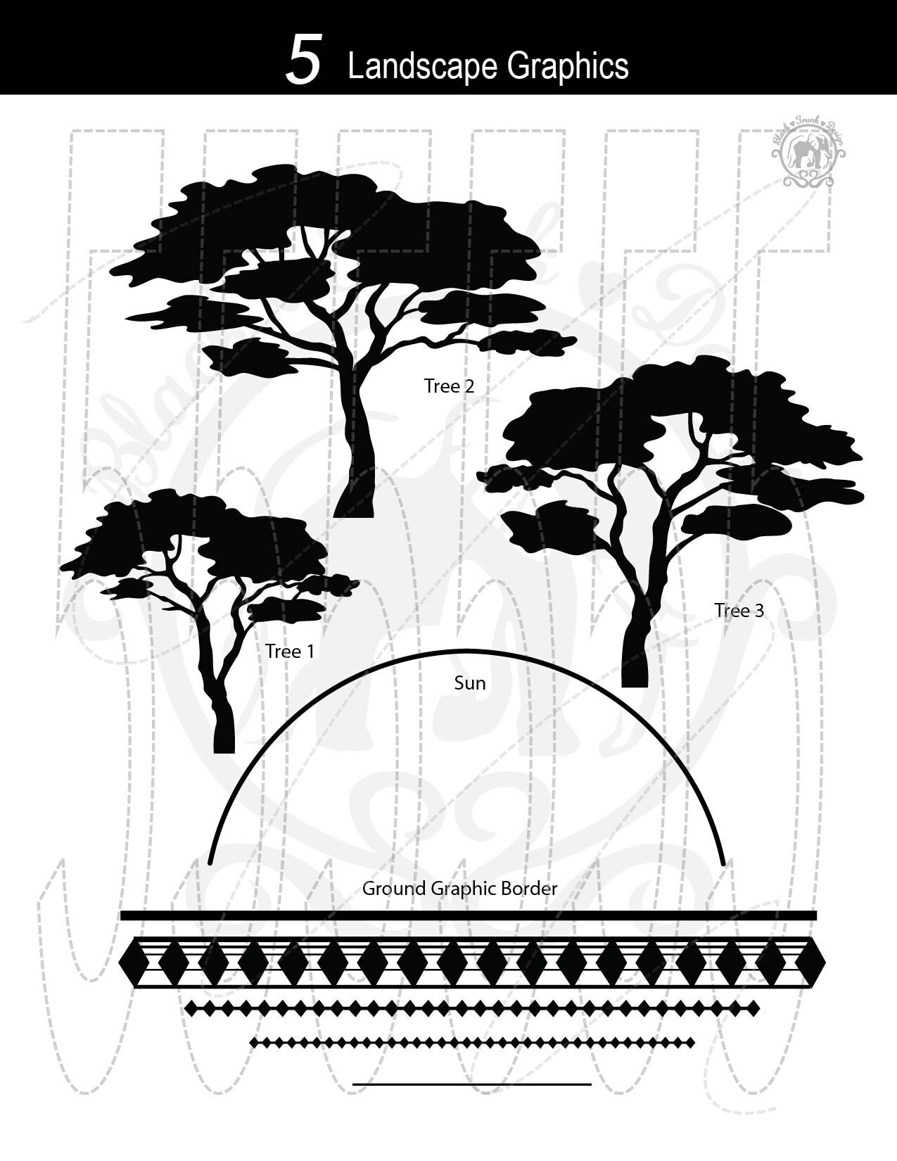 60 Safari Animal Silhouettes Landscape Scene SVG Bundle Graphic South ...