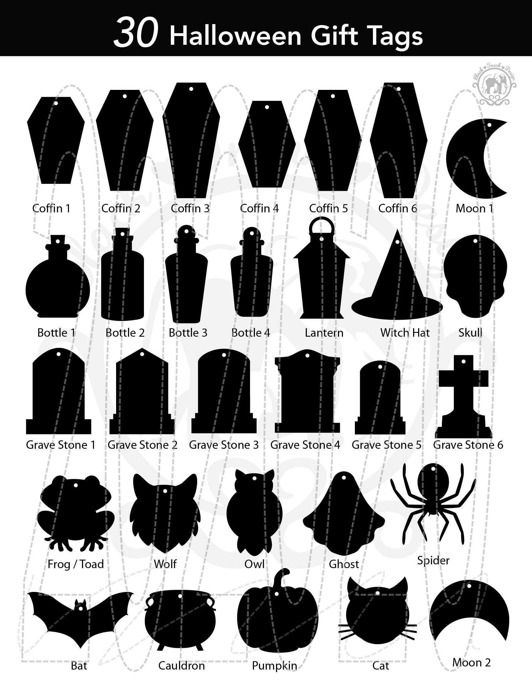 30 Halloween Gift Tag SVG Fall Shape Blank DIY Gifting Label Bundle ...