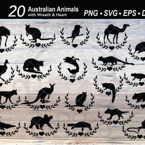 20 Australian Animal SVG Bundle Wreath & Heart Shirt Art | Platypus ...