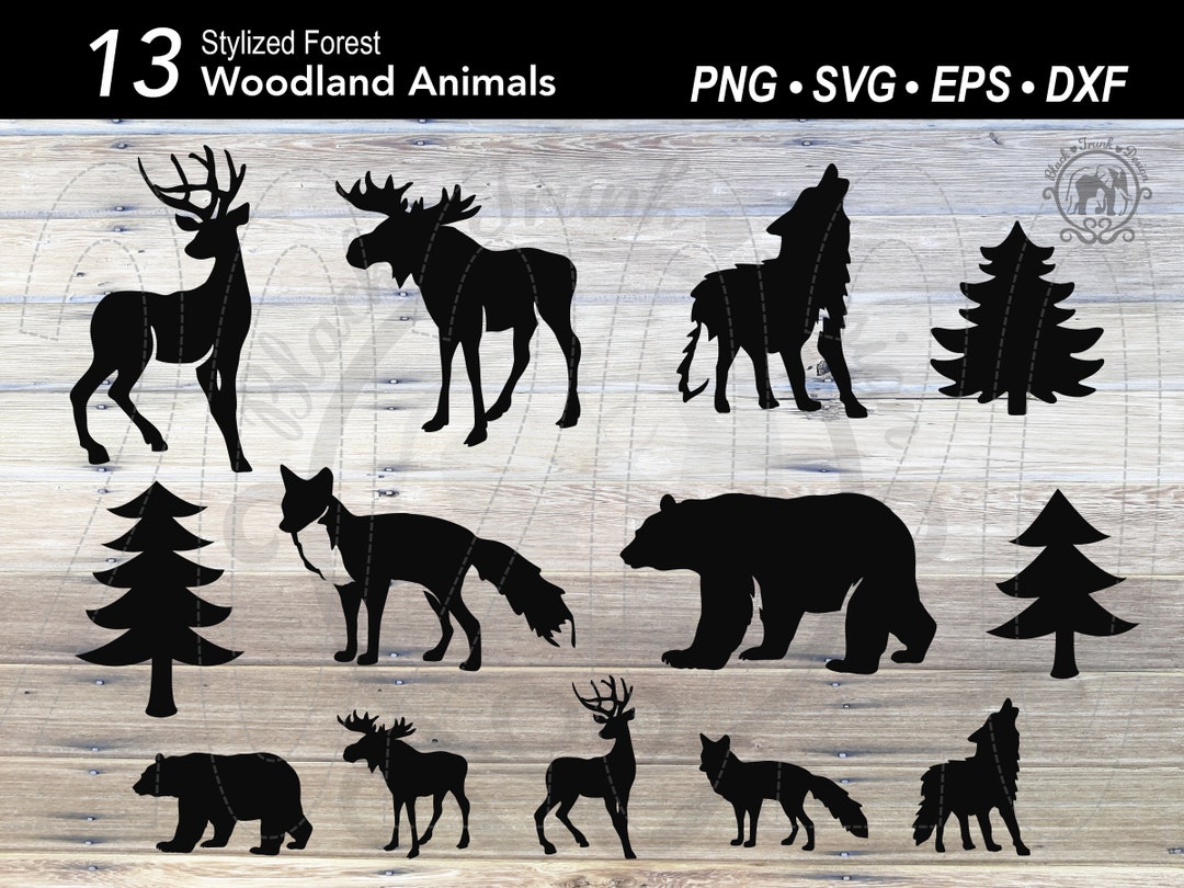 13 Forest Woodland Animal SVG Bundle Silhouettes Scene - Etsy