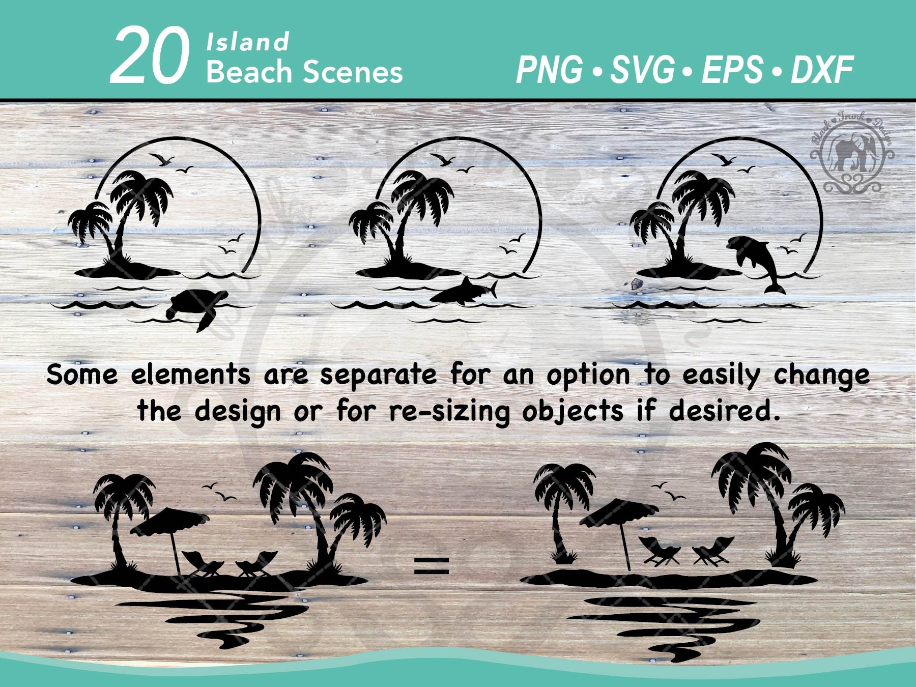 20 Tropical Island Beach Scene SVG Bundle Circle Ocean Dolphin Scene ...