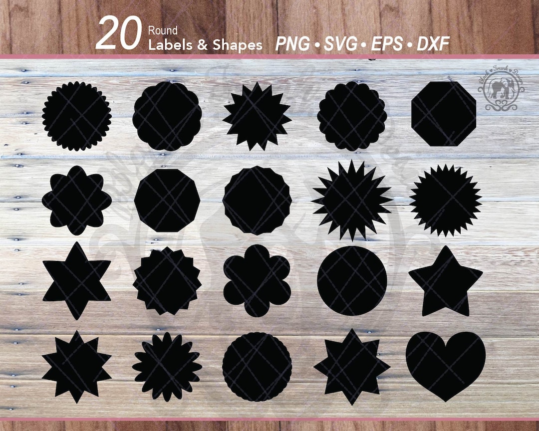 20 Round Blank Shapes SVG Bundle Decorative Sticker Label Template ...