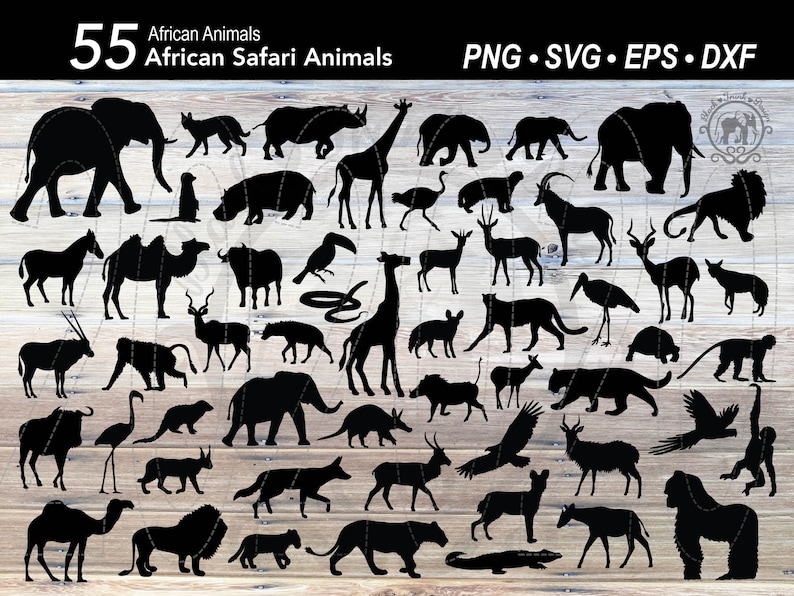 60 Safari Africa Silhouette Animal SVG Bundle Africa Scene Safari ...