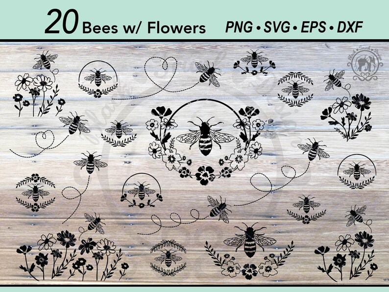 20 Flower Bee SVG Bundle Bee Graphic Wildflowers Floral - Etsy
