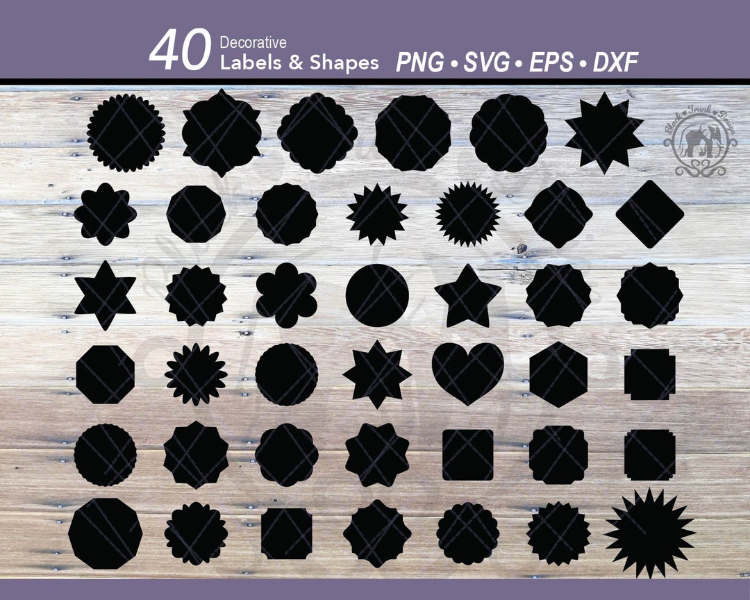 40 Blank Printable Label Templates SVG Bundle Decorative Round Circle ...