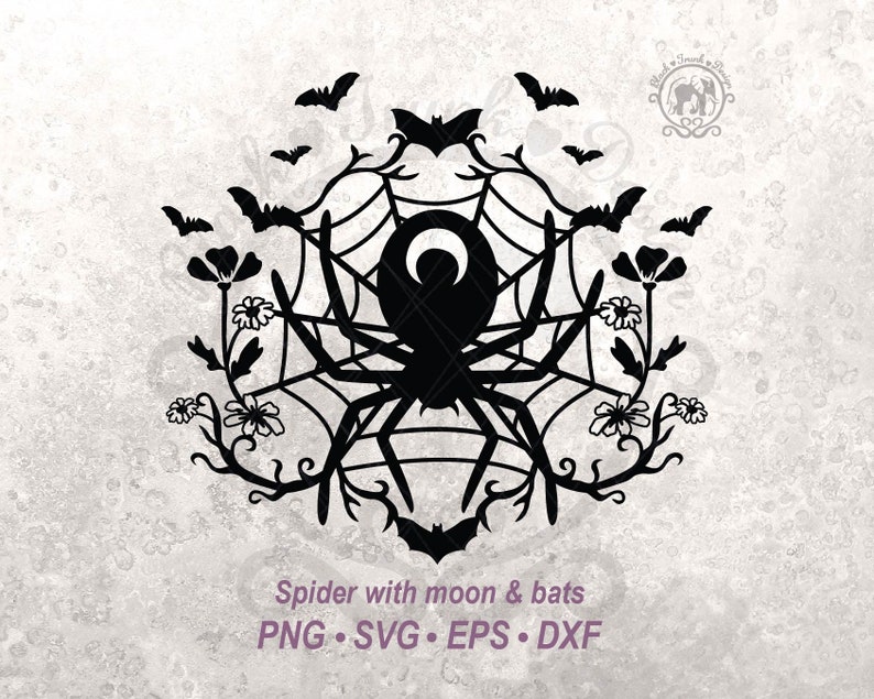 Halloween Spider Web SVG Silhouette Scene | Spooky Fall Season Spider ...