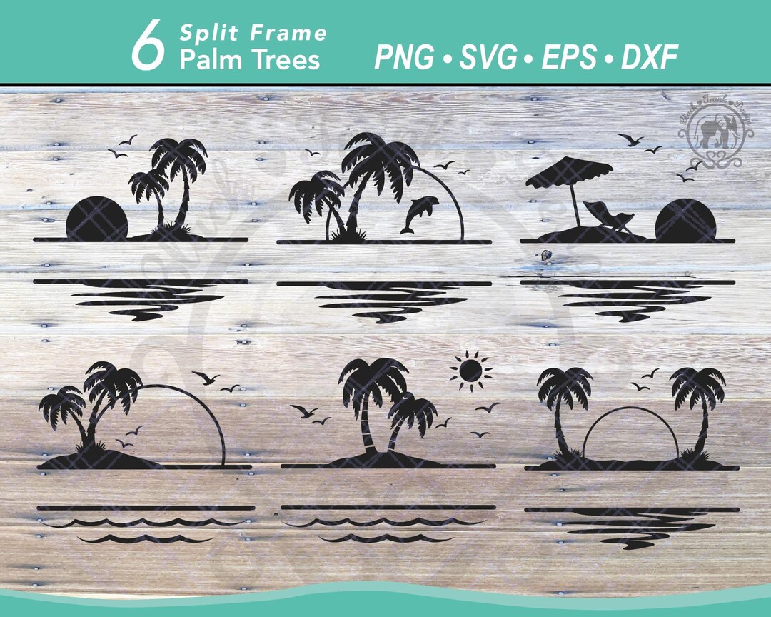 6 Palm Tree Split Frame SVG Bundle Cut File | Family Monogram Split ...