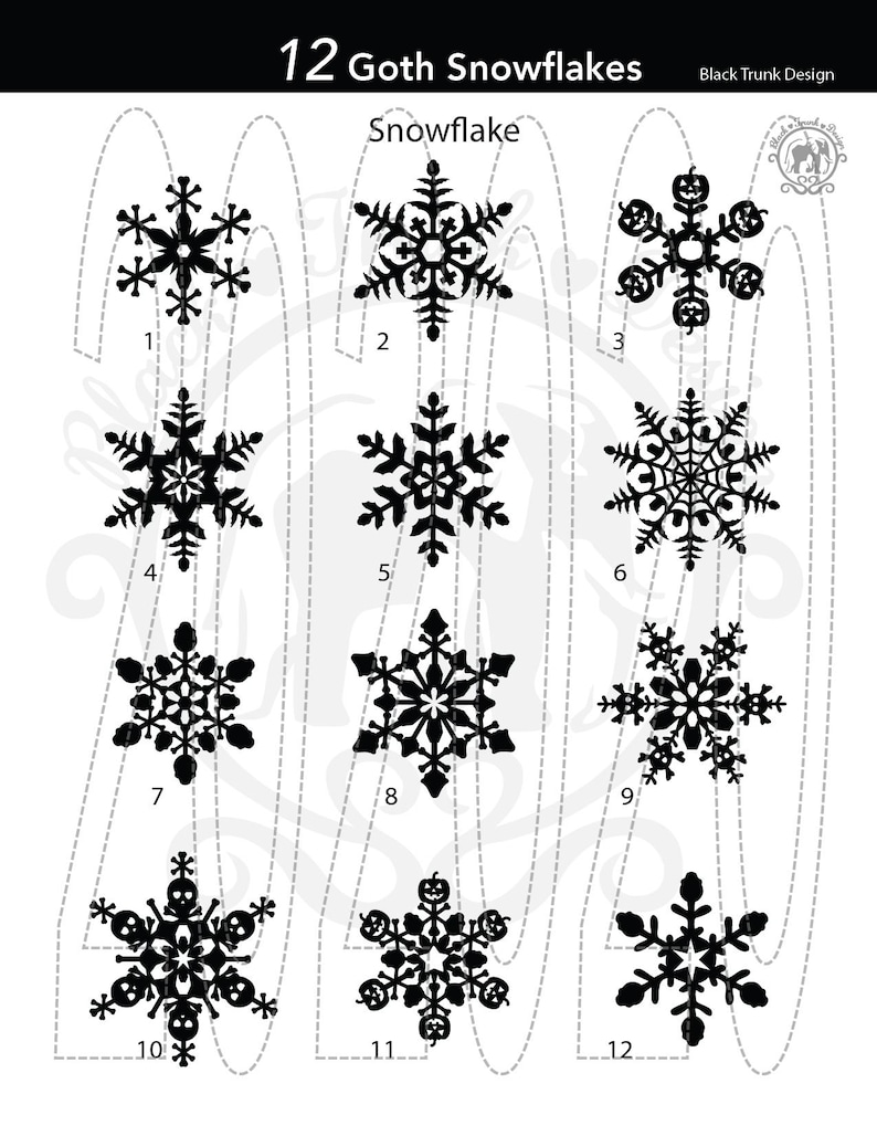12 Goth Christmas Snowflake SVG Bundle Set | Gothic Holiday Home Decor ...